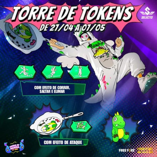 Torre de Tokens Free Fire: Conjunto Dino 2D (Abril 2023) - PS Verso